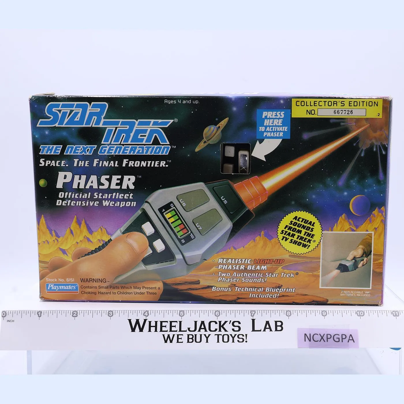 Phaser Star Trek The Next Generation 1992 Playmates Defensive Weapon ...