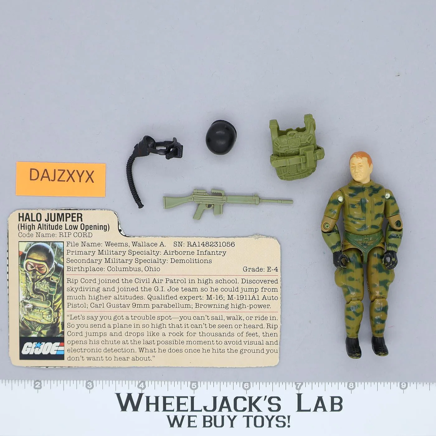 Rip Cord V1 100% Complete G.I. Joe 1984 Hasbro Vintage Action Figure ...