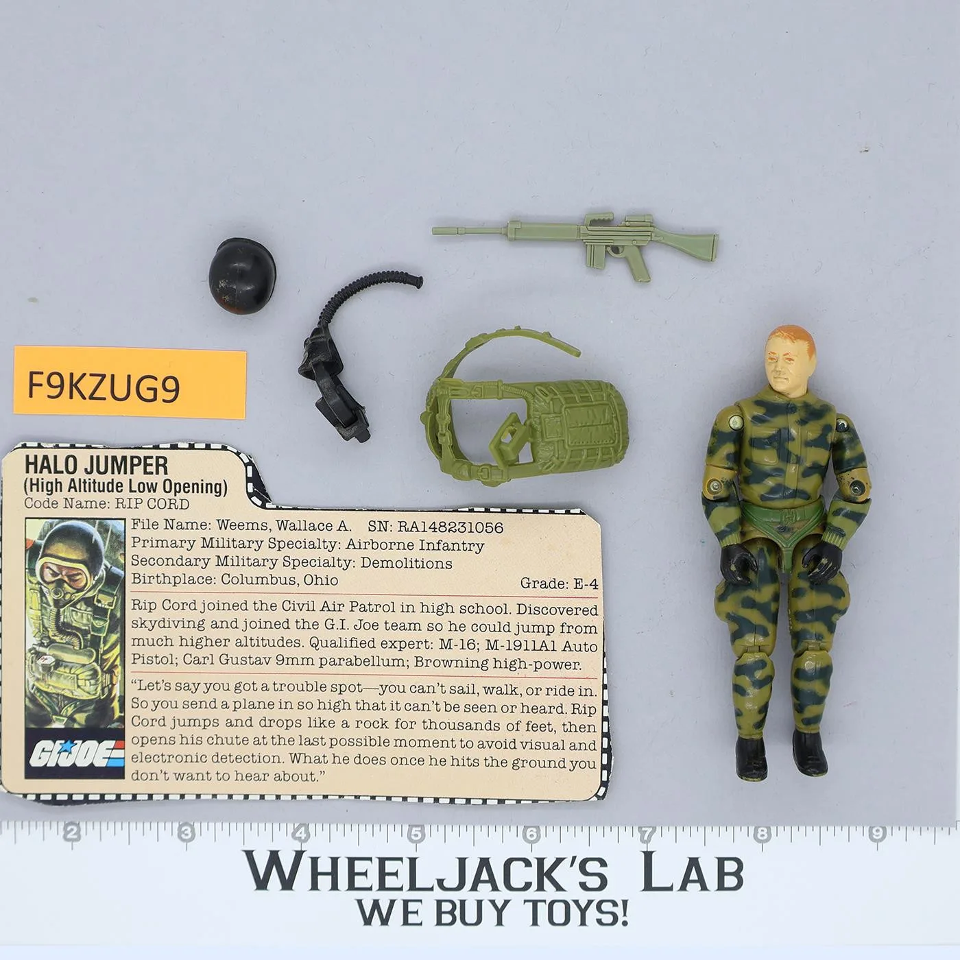 Rip Cord V1 100% Complete G.I. Joe 1984 Hasbro Vintage Action Figure ...