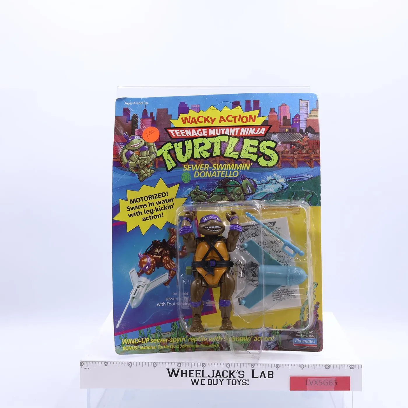 Sewer-Swimmin' Donatello Wacky Action TMNT 1990 Playmates NEW MOSC ...