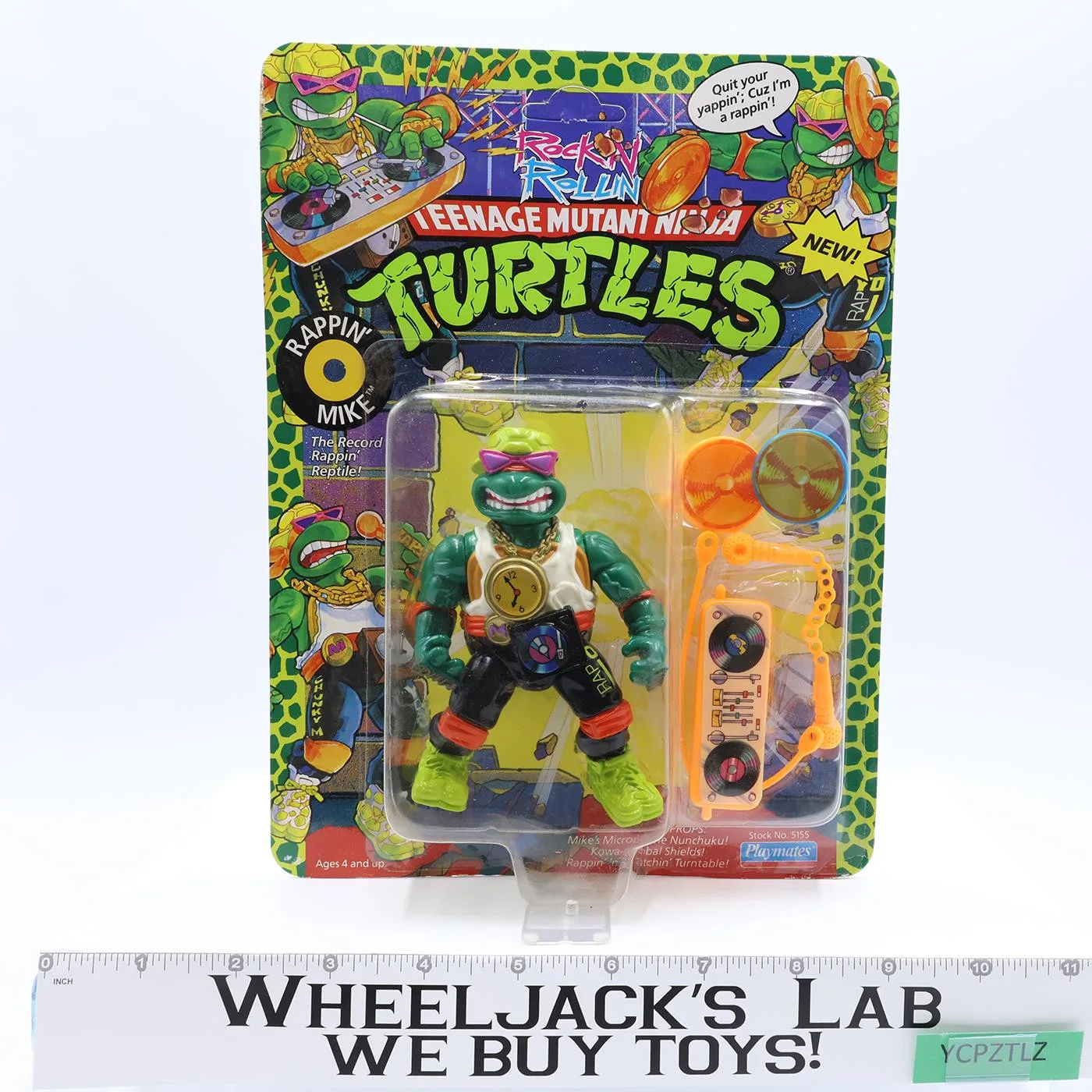 Rappin' Mike Teenage Mutant Ninja Turtles TMNT 1991 Playmates UNPUNCHED ...