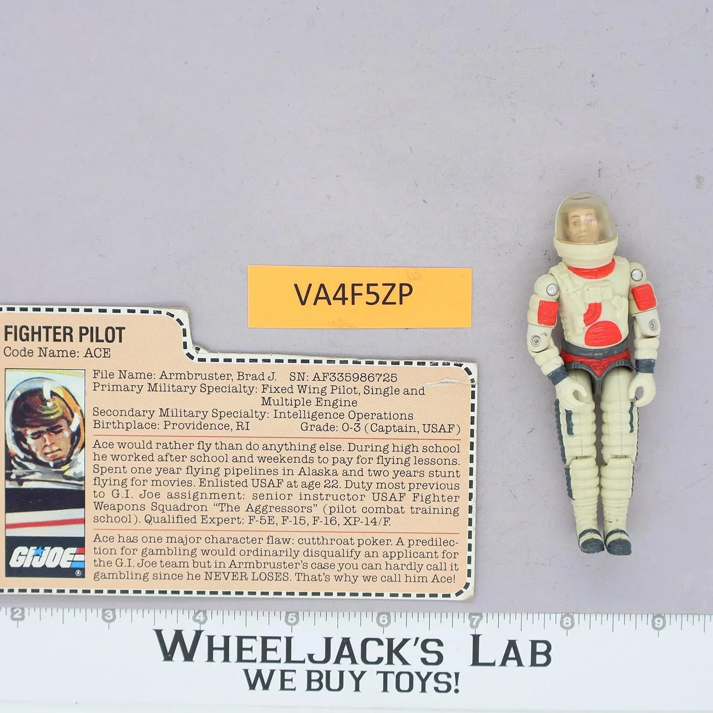 Ace V1 100% Complete G.I. Joe 1983 Hasbro Vintage Action Figure ...