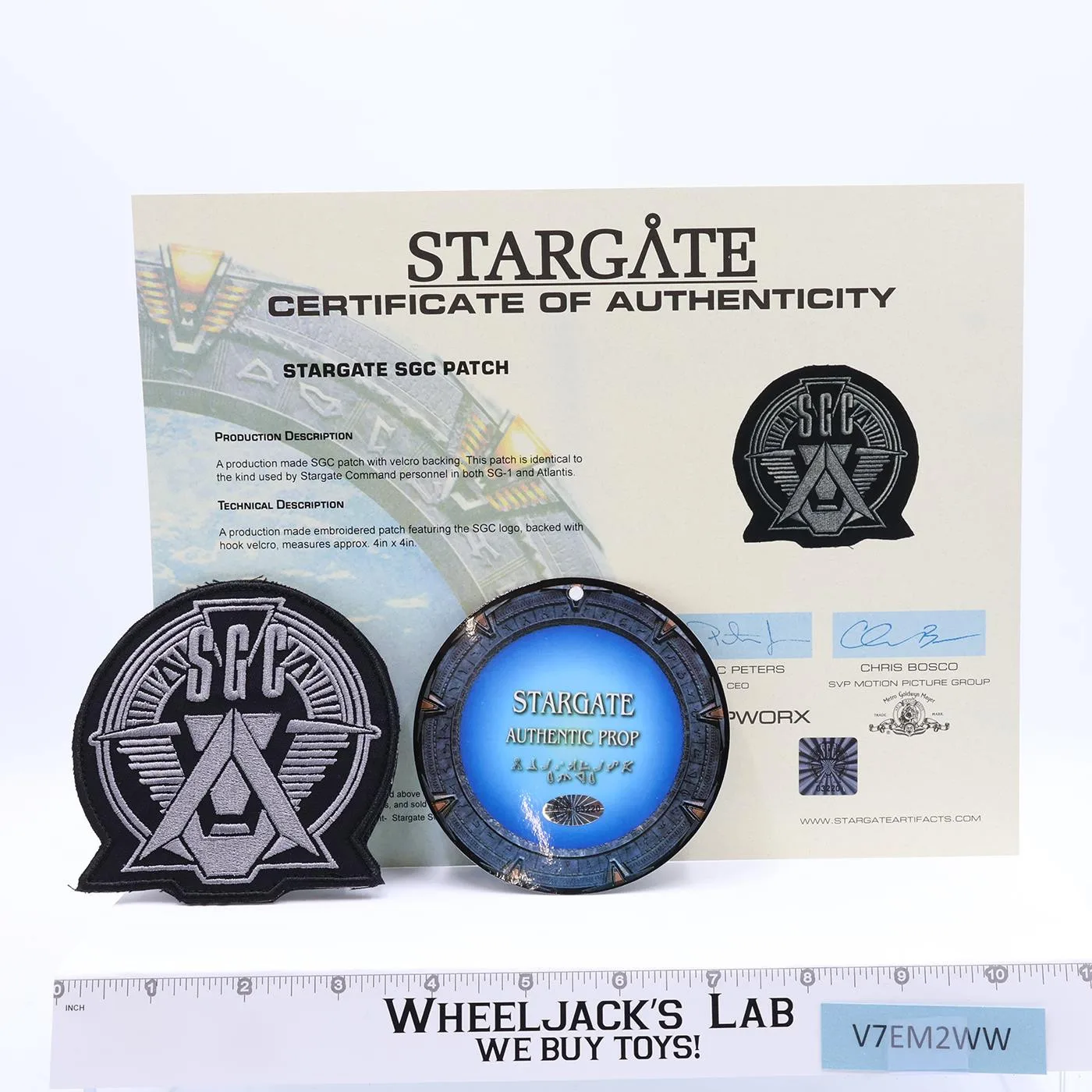 Stargate SGC Patch Stargate SG1 Atlantis by Propworx W/ COA - Wheeljack ...