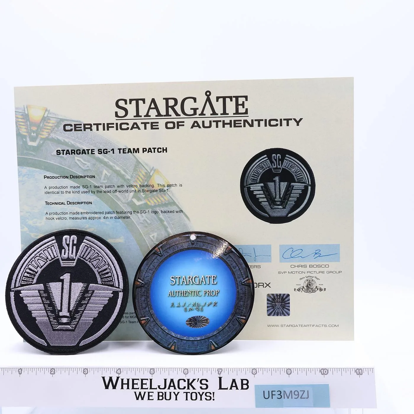 Stargate SG1 Team Patch Stargate SG1 Atlantis by Propworx W/ COA - Wheeljack's Lab