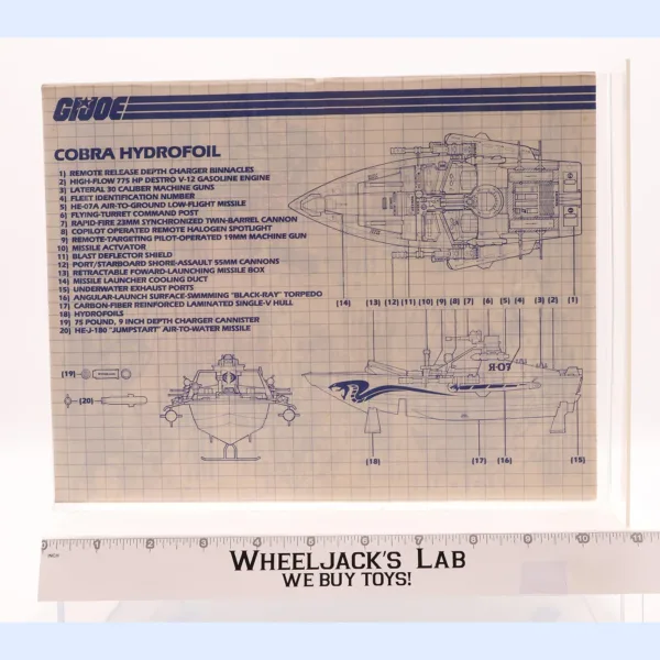 Cobra Hydrofoil Moray 1985 ORIGINAL Instructions Blueprints G.I. Joe ...
