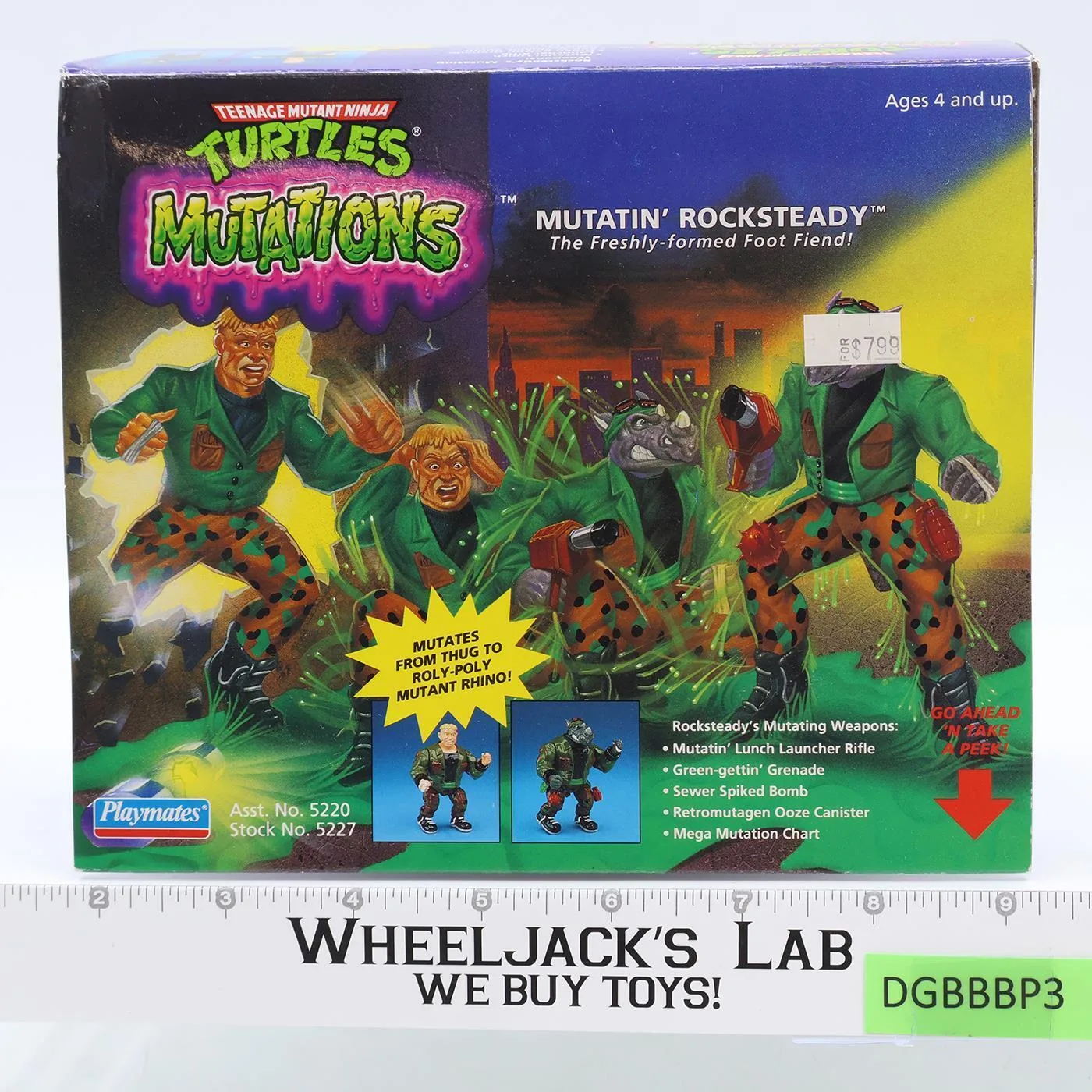 Mutatin' Rocksteady TMNT Mutations 1992 Playmates Action Figure NEW ...