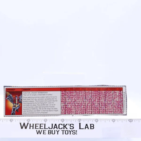 Swoop Action Figure Tech Spec 1985 Vintage Hasbro G1 Transformers ...