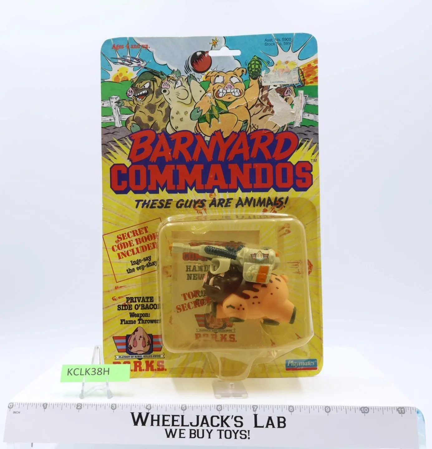 Private Side O'Bacon Barnyard Commandos 1989 Playmates NEW MOSC SEALED ...