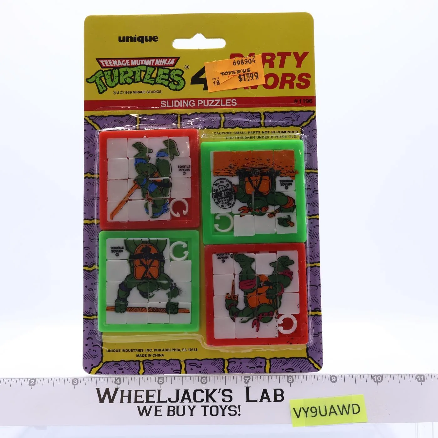 Sliding Puzzles Party Favors Teenage Mutant Ninja Turtles 1989 Unique ...