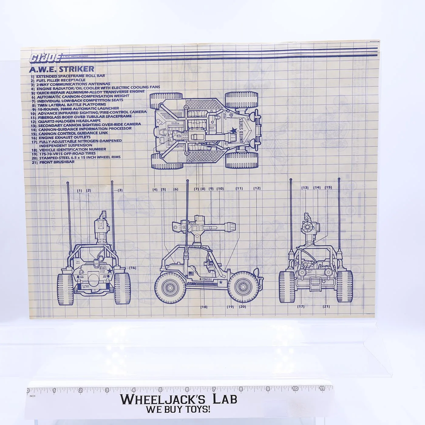 A.W.E. Striker 1985 ORIGINAL Instructions Blueprints G.I. Joe Hasbro ...