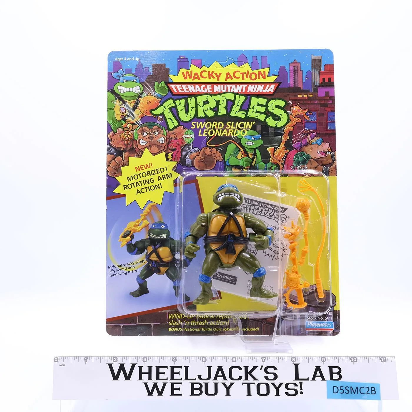 Sword Slicin' Leonardo Wacky Action TMNT 1990 Playmates Figure MOSC ...