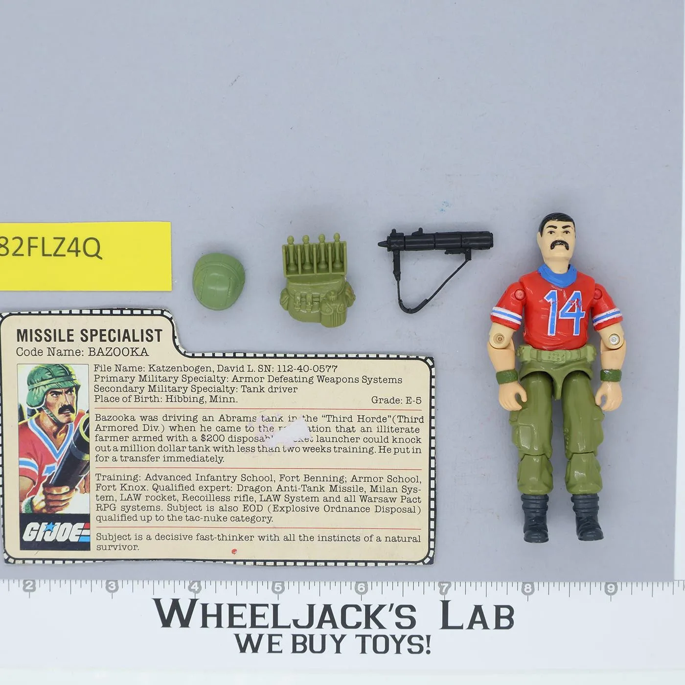 Bazooka V1 100% Complete G.I. Joe 1985 Hasbro Vintage Action Figure ...