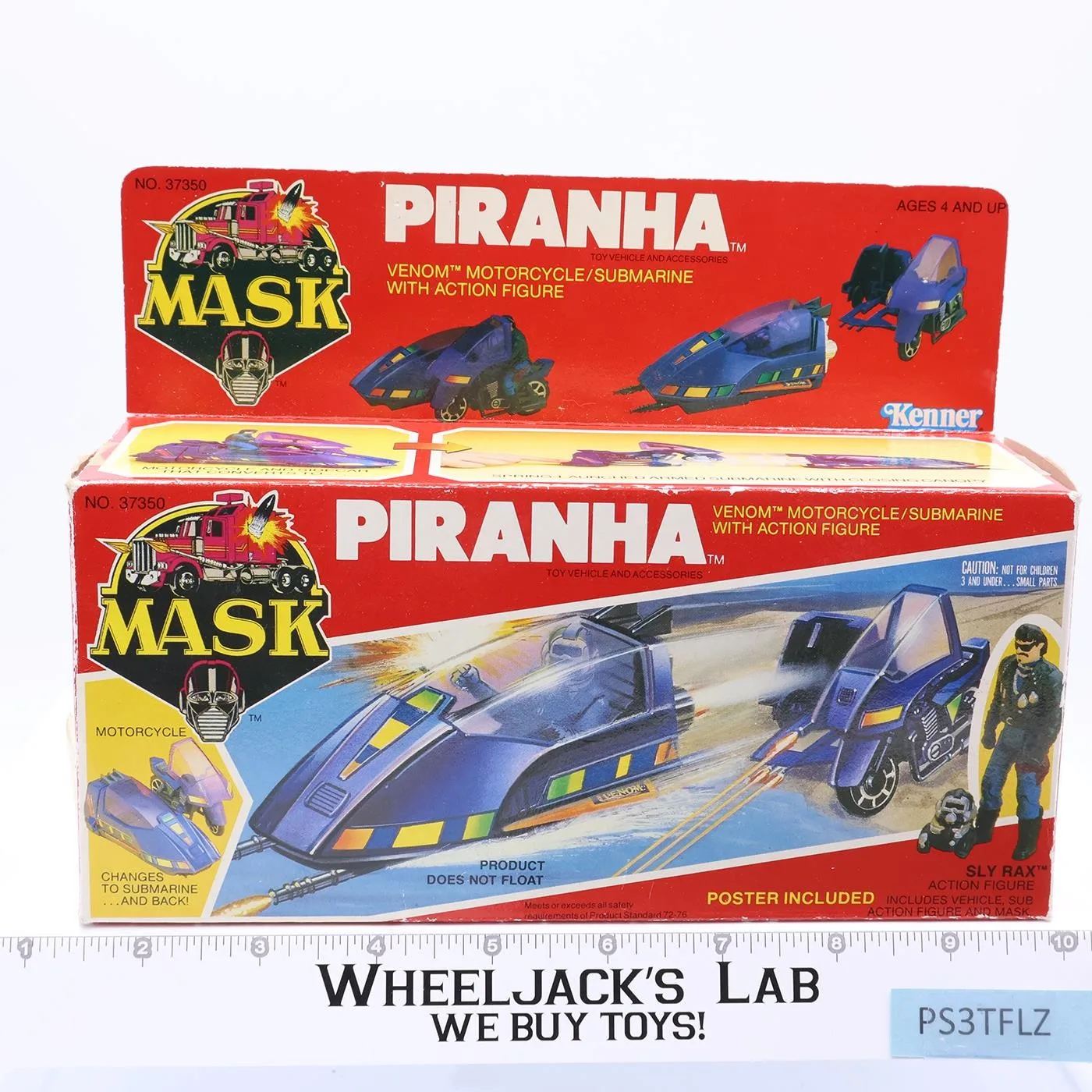 Piranha W/ Sly Rax 100% Complete W/Box M.A.S.K. Kenner 1985 Action ...