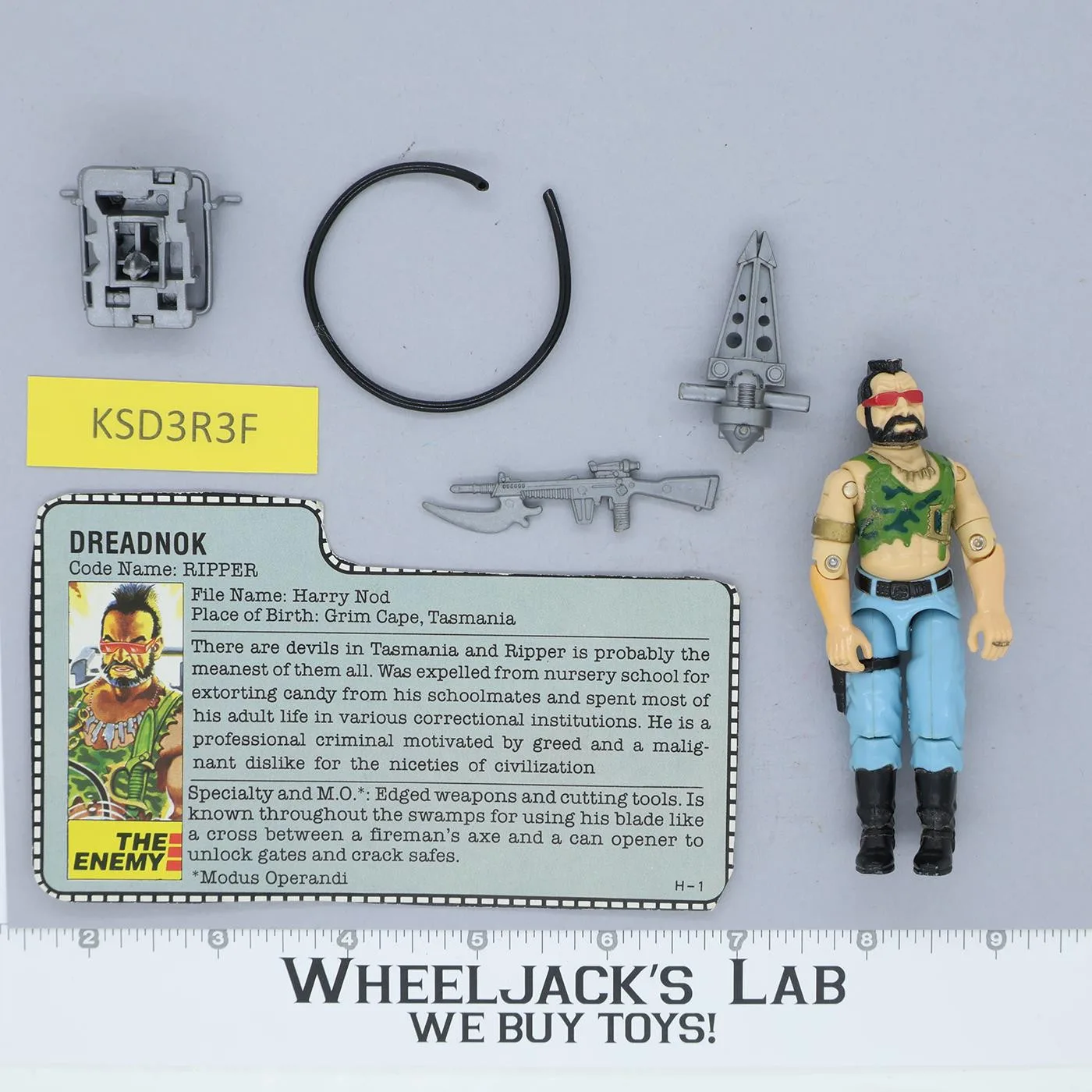 Ripper V1 100% Complete G.I. Joe 1985 Hasbro Vintage Action Figure ...