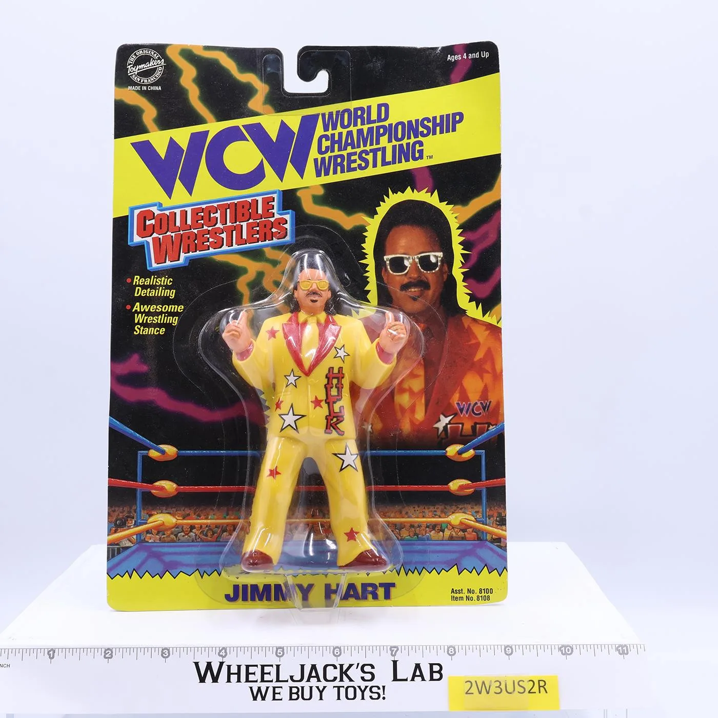 Jimmy Hart WCW Wrestlers 1994 Toymakers YELLOW SUIT Vintage Figure MOSC ...