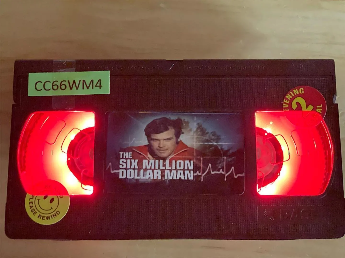 VHS LAMP Retro Room Decor Six Million Dollar Man Steve Austin Bionic ...
