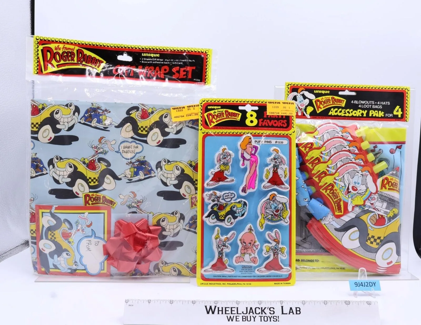 Lot of Party Favors + Gift Wrap Who Framed Roger Rabbit 1987 Unique NEW ...