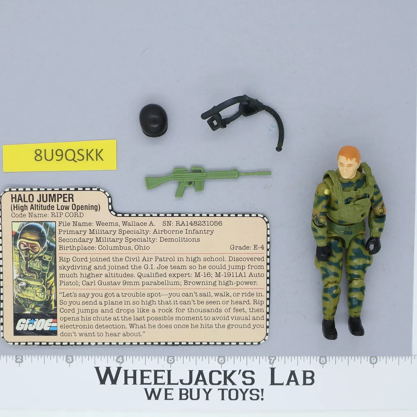 Rip Cord V1 100% Complete G.I. Joe 1984 Hasbro Vintage Action Figure ...