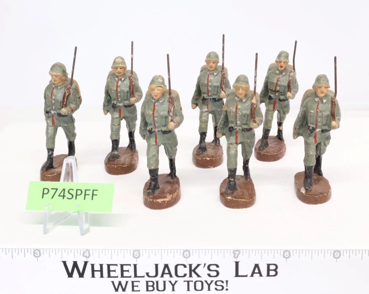 Hand Painted Soldiers (7) 3.25" Composition Miniatures Elastolin Lineol ...