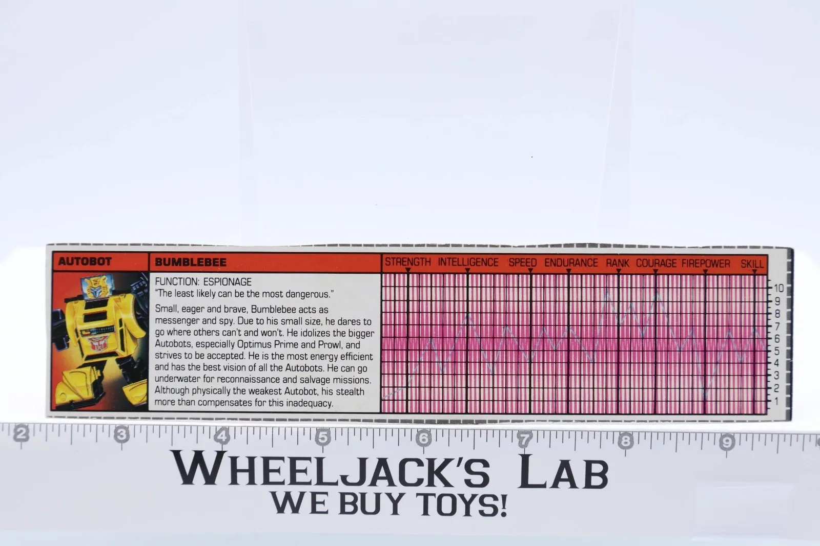 Bumblebee Action Figure Robot Tech Spec 1984 Vintage Hasbro G1 ...