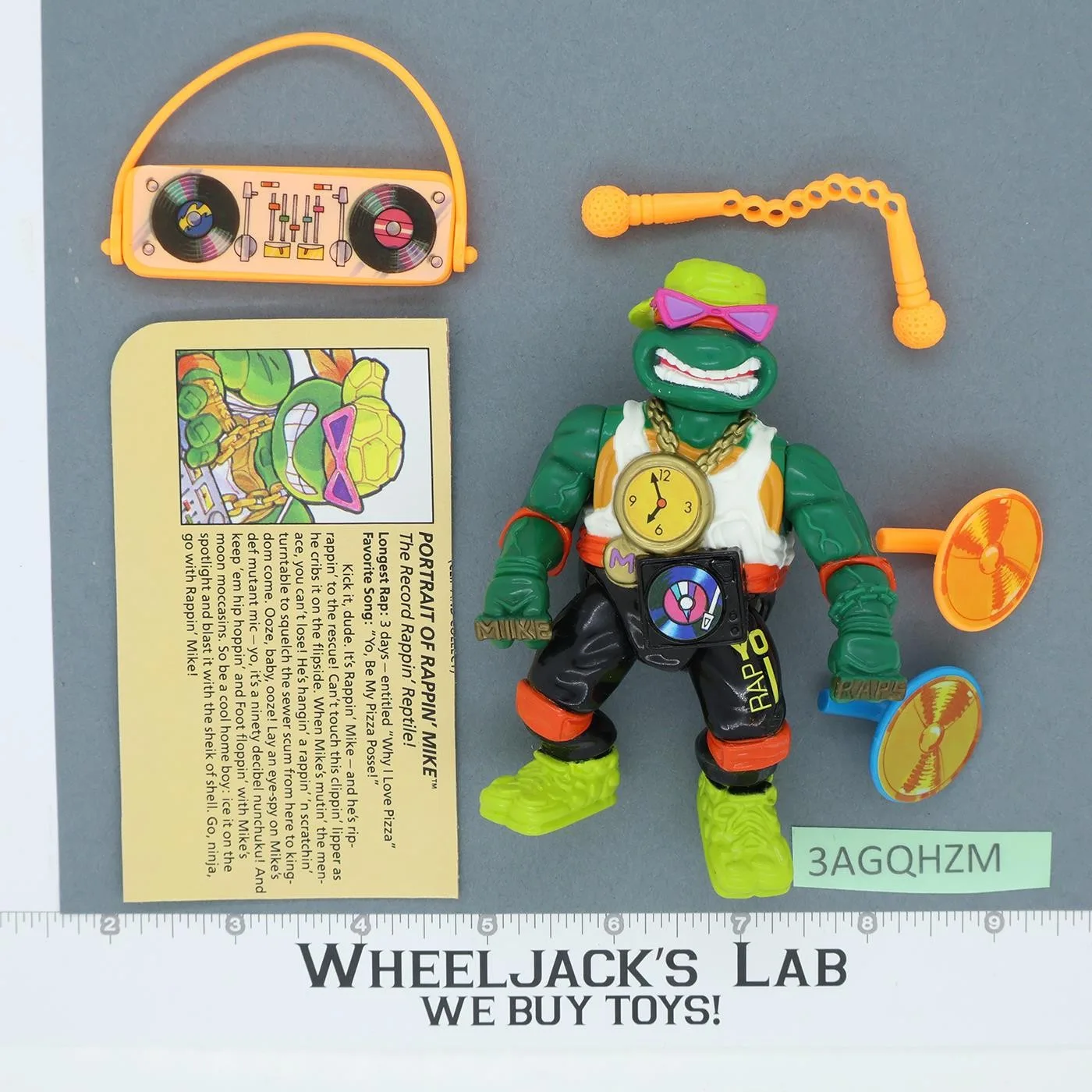 Rappin' Mike 100% Complete Teenage Mutant Ninja Turtle TMNT 1991 ...