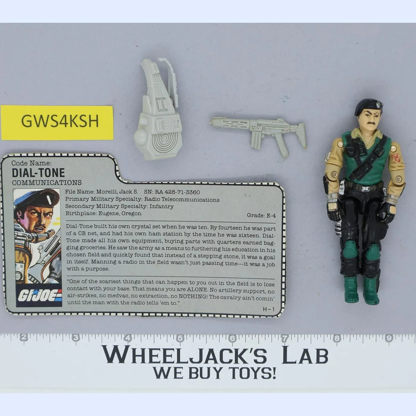 Dial-Tone V1 100% Complete G.I. Joe 1986 Hasbro Vintage Action Figure ...