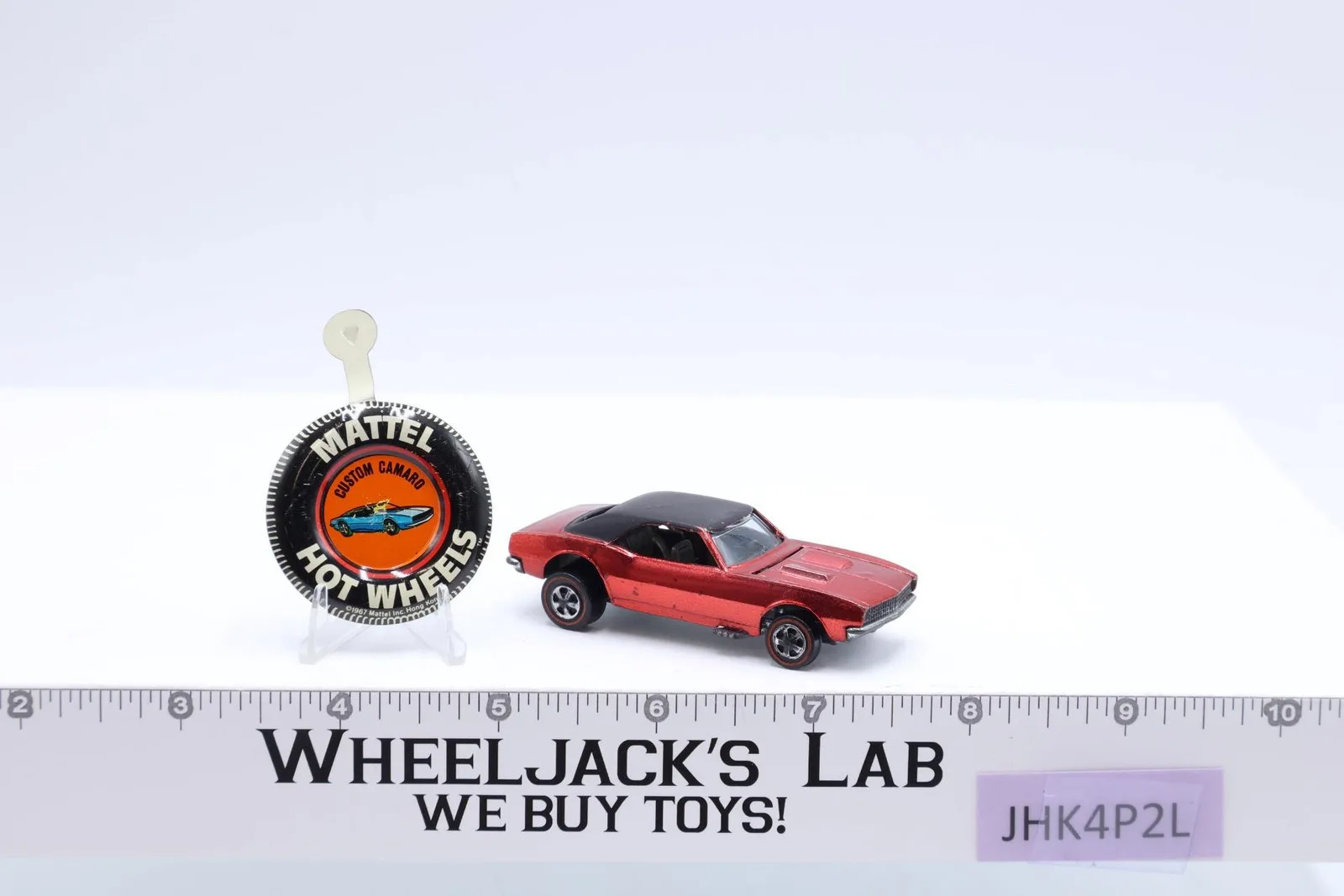 Custom Camaro Red BLACK PAINTED ROOF 1967 1968 Mattel Hot Wheels RL w ...
