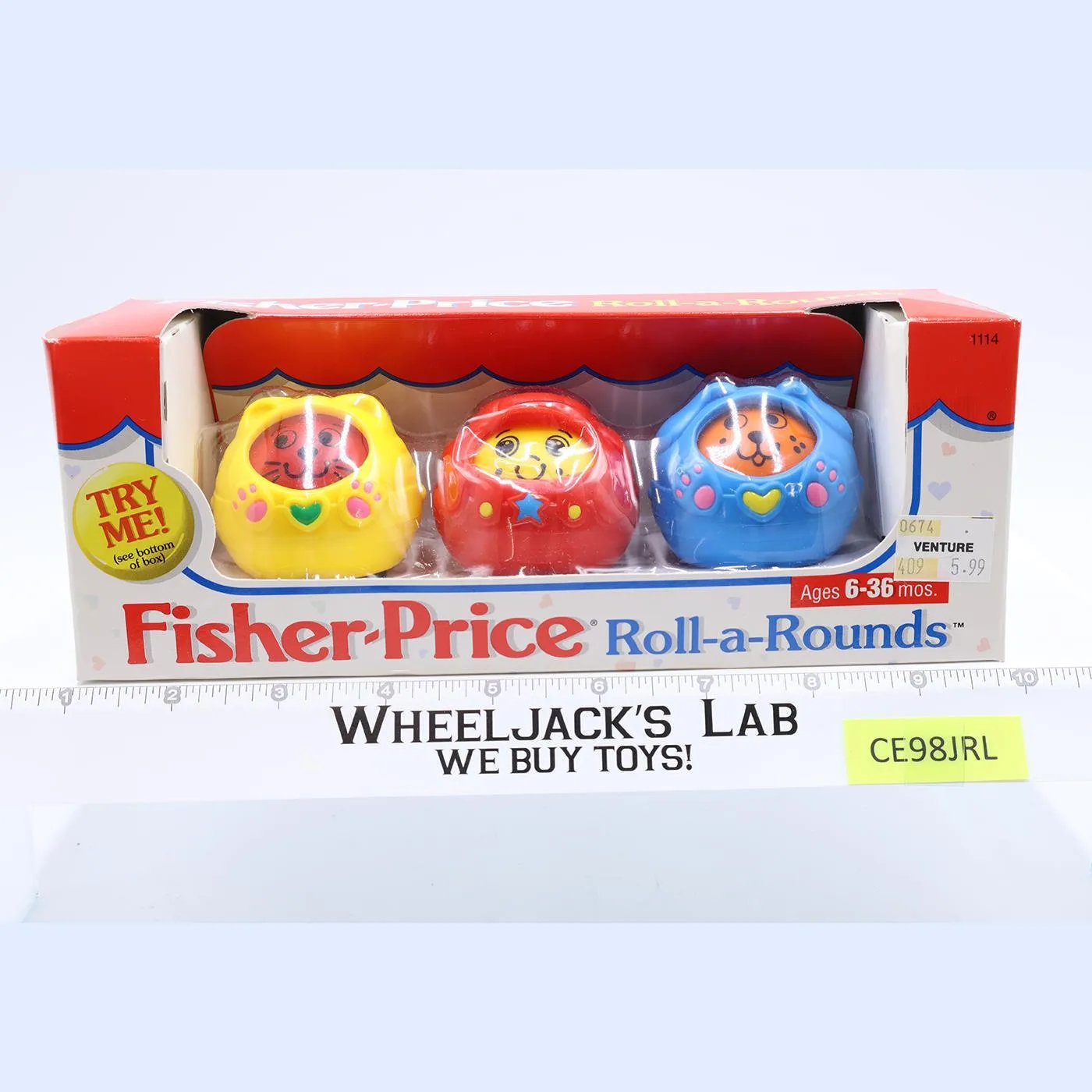Fisher-Price Roll-a-Rounds #1114 Mattel 1994 Spin Rattle MISB NEW ...