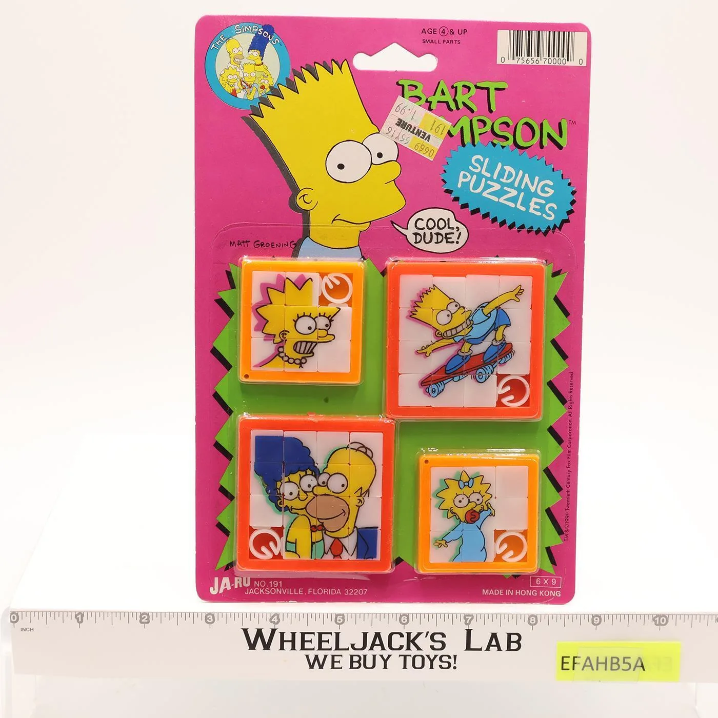 Bart Simpson Sliding Puzzles The Simpsons 1990 Ja-Ru Party Favors NEW ...