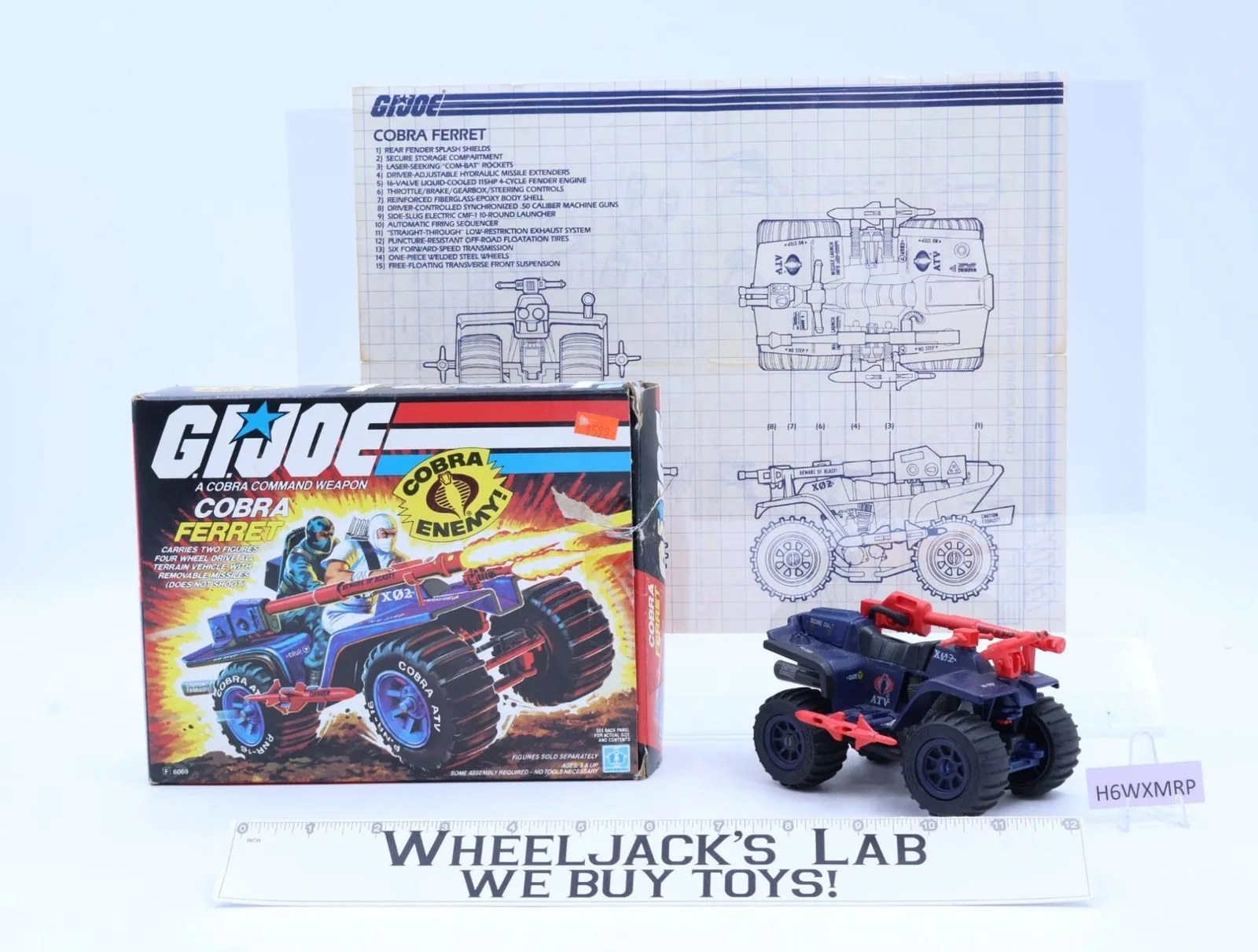 Cobra Ferret ATV Vehicle 100% Complete W/Box GI Joe 1985 Action Figure ...