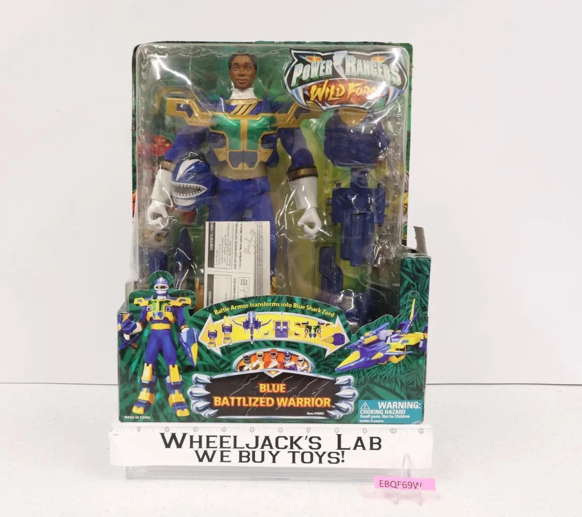Blue Battlized Warrior Complete Power Rangers Wild Force 2002 Bandai 12 ...