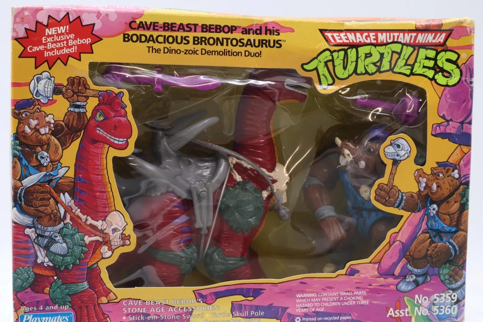 Cave Beast Bebop & his Bodacious Brontosaurus TMNT 1994 Playmates NEW ...