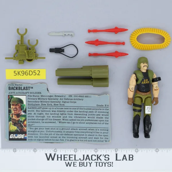 Backblast V1 100% Complete G.I. Joe 1989 Hasbro Vintage Action Figure ...