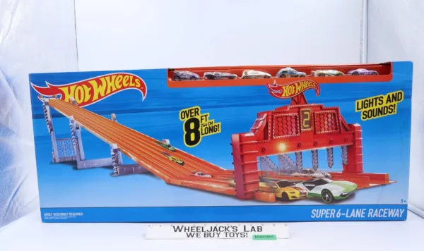 Super 6-Lane Raceway W/Six Cars Hot Wheels 2016 Mattel 8ft Race Track ...
