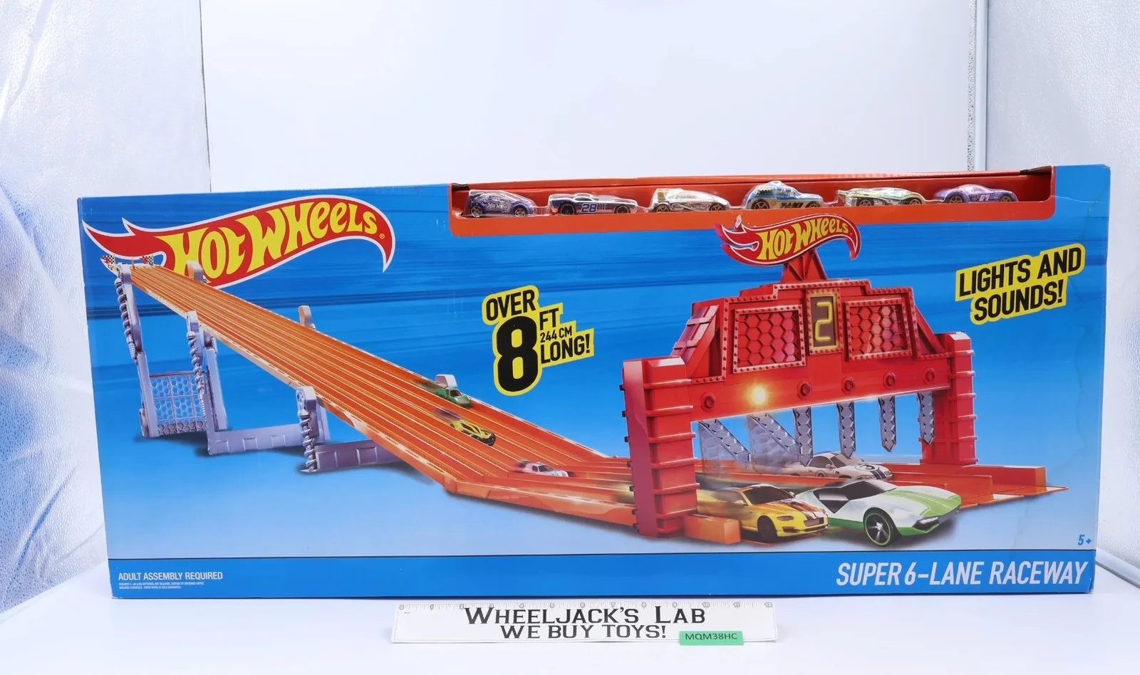 Super 6-Lane Raceway W/Six Cars Hot Wheels 2016 Mattel 8ft Race Track ...