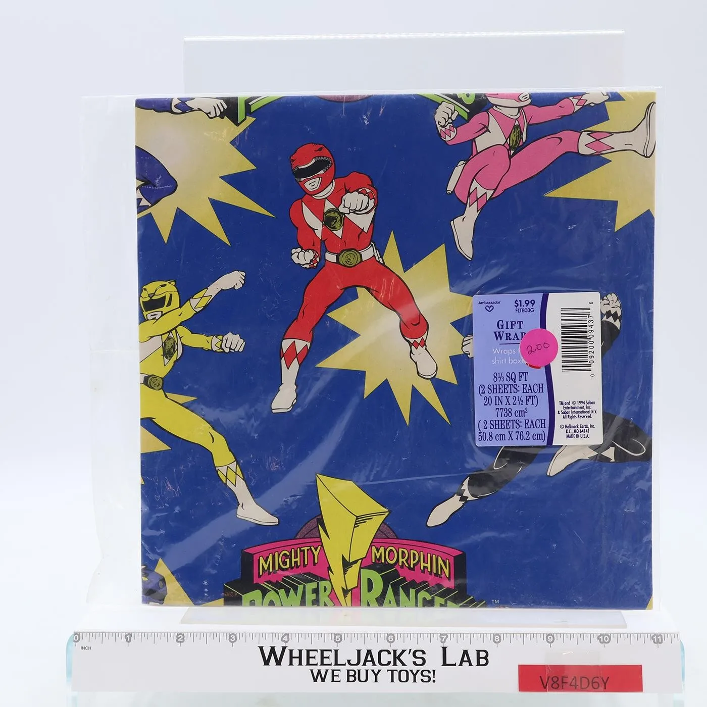 Gift Wrap Sheet Mighty Morphin Power Rangers 1994 Hallmark Cards NEW ...