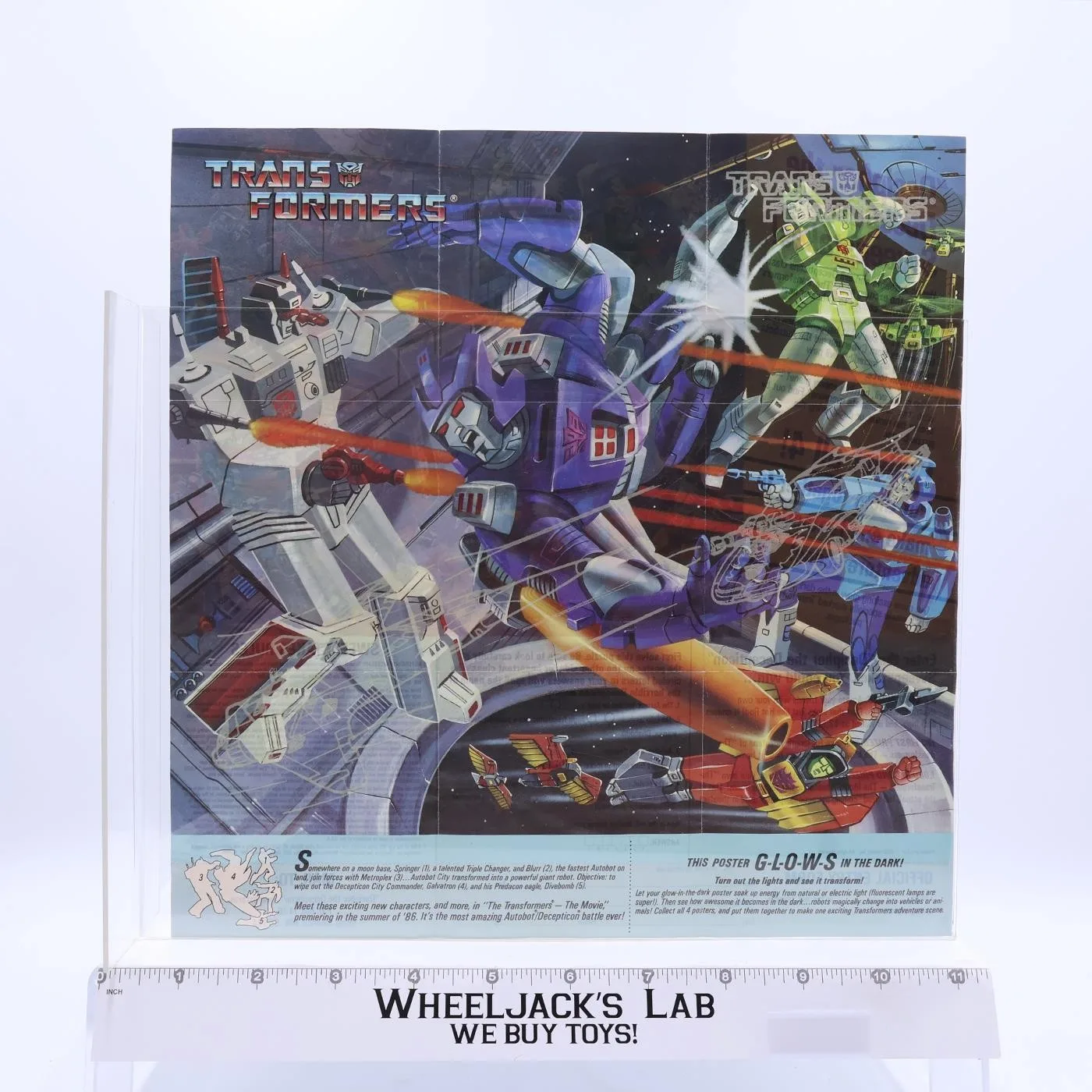 Metroplex Blurr Insert Poster Glow In The Dark 1985 G1 Transformers ...