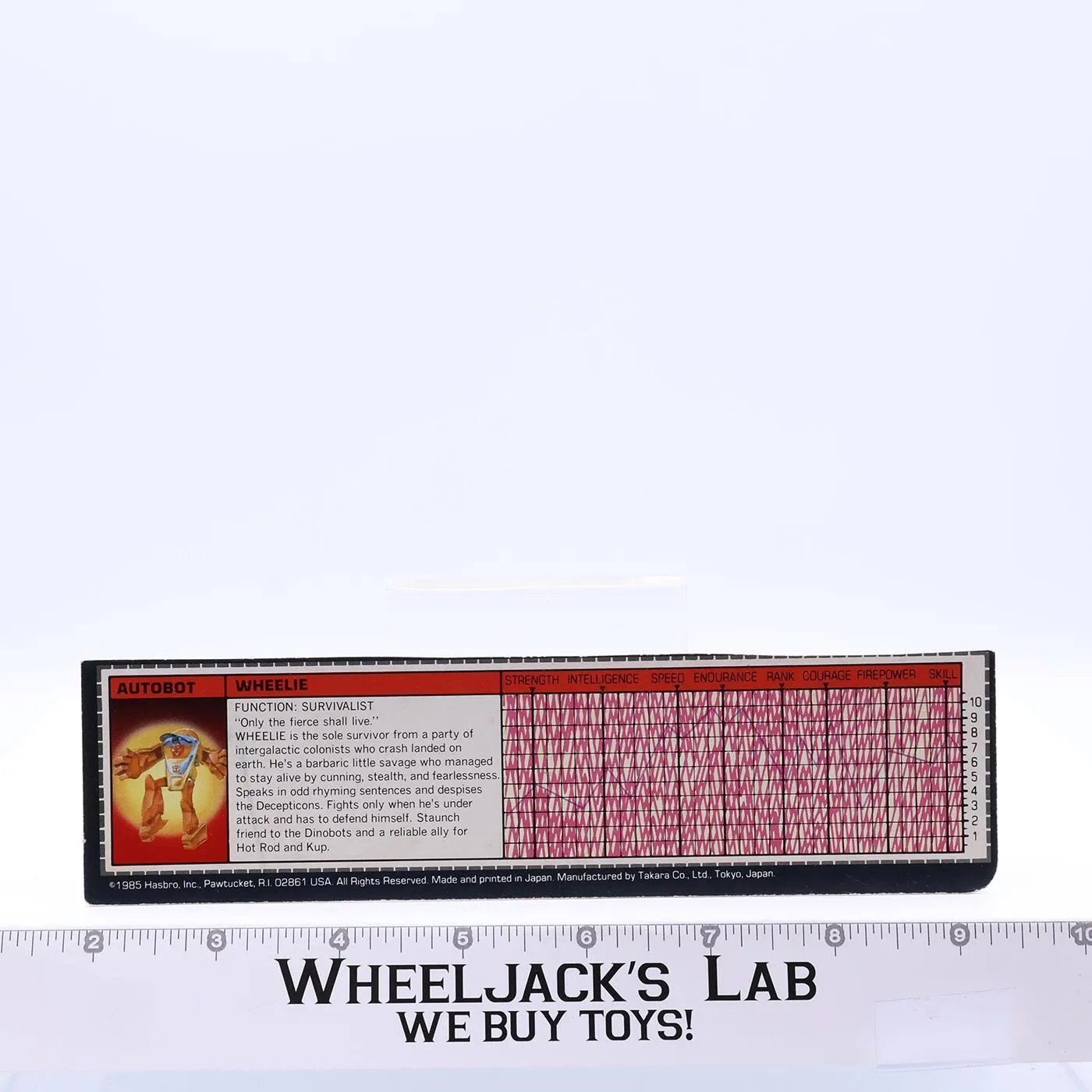 Wheelie Action Figure Tech Specs 1986 Vintage Hasbro G1 Transformers ...