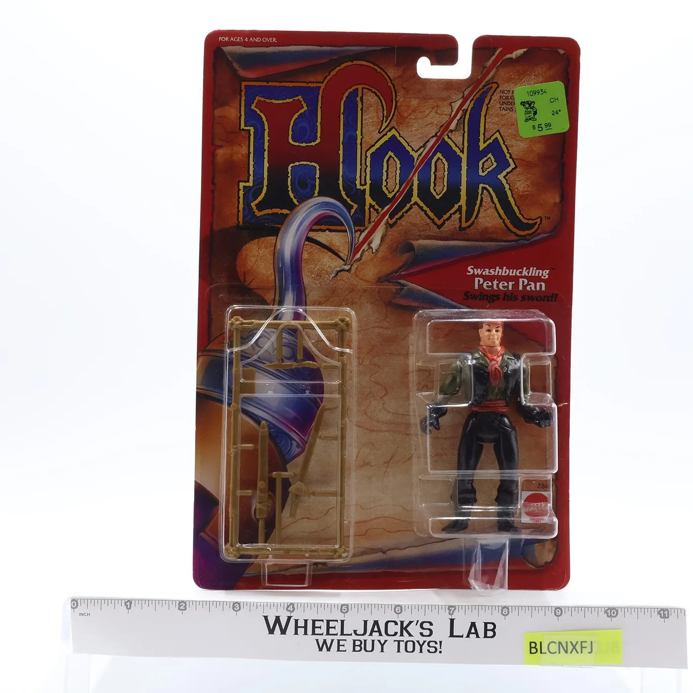 Swashbuckling Peter Pan Hook 1991 Mattel Vintage Figure NEW MOSC SEALED ...