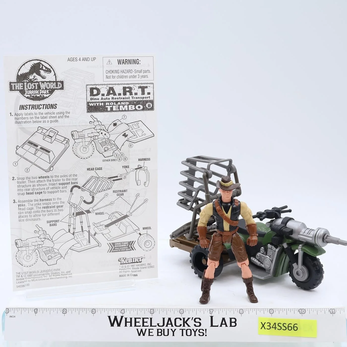 DART w/ Roland Tembo Restraint Jurassic Park The Lost World 1997 Kenner ...