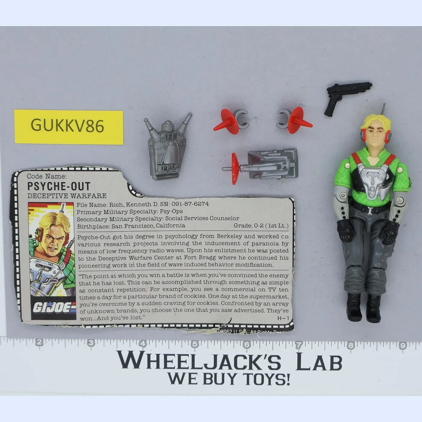 Psyche-Out V1 100% Complete G.I. Joe 1987 Hasbro Vintage Action Figure ...