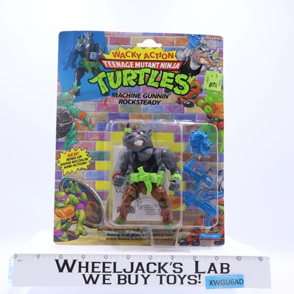 Machine Gunnin' Rocksteady Wacky Action TMNT Turtles 1989 Playmates ...