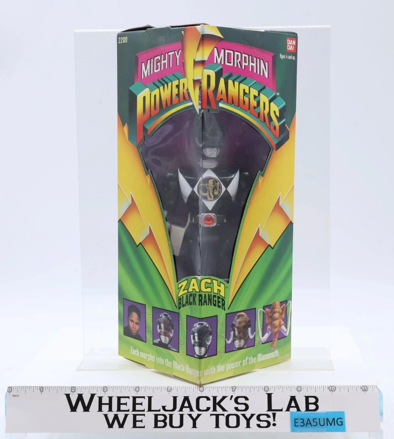 Zach Black Ranger Mighty Morphin Power Rangers 1993 Bandai Figure NEW ...