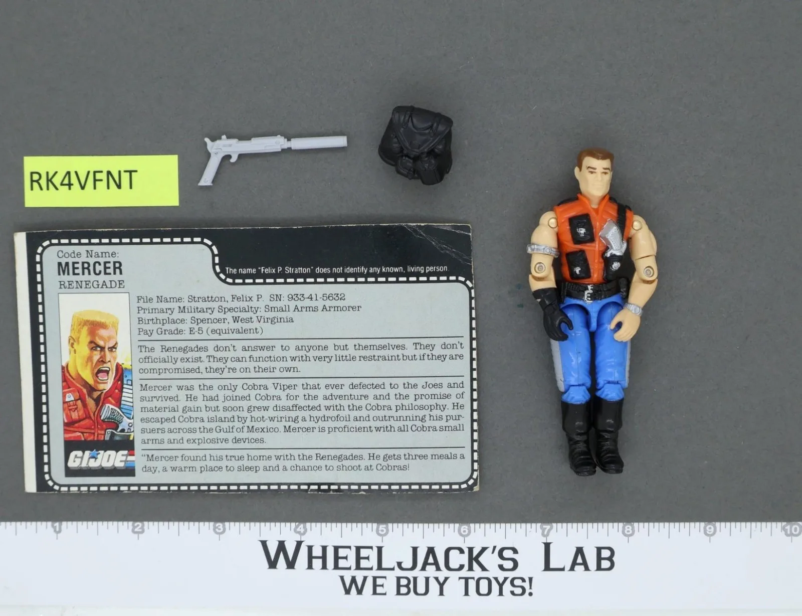 Mercer V1 100% Complete G.I. Joe 1987 Hasbro Vintage Action Figure ...
