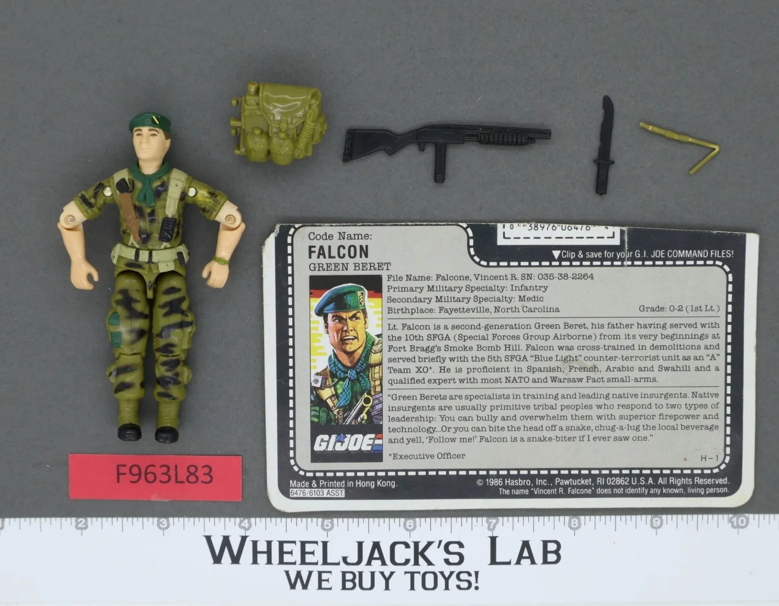Falcon V1 100% Complete G.I. Joe 1987 Hasbro Vintage Action Figure ...