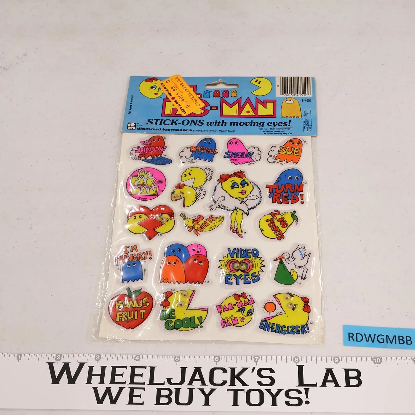 1976 Ms. Pac-Man Vintage Puffy Stickers W/ Googly Eyes NEW SEALED ...