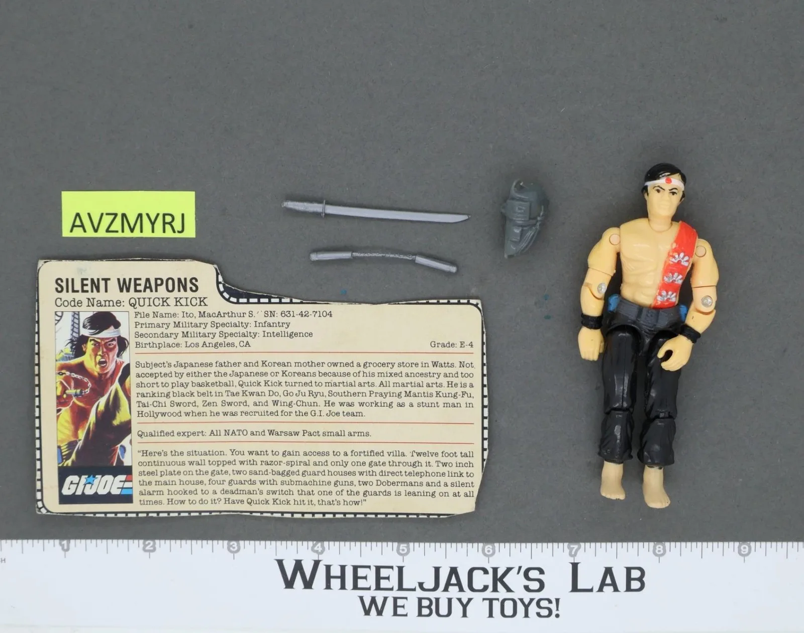 Quick Kick V1 100% Complete G.I. Joe 1985 Hasbro Vintage Action Figure ...