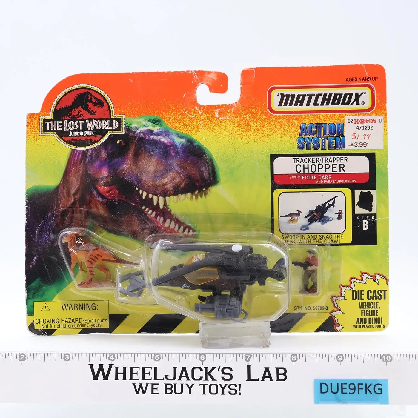 Tracker Trapper Chopper W/ Eddie Carr Jurassic Park 1996 Matchbox NEW ...